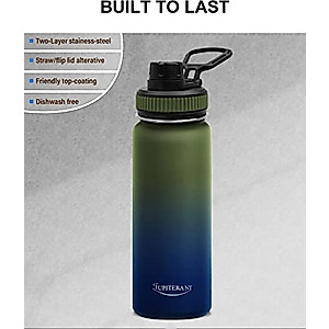 KEMISANT Water Bottle Insulated Vacuum Bottle Thermos Flask-Big Mouth With Straw/Flip Lid Alterative