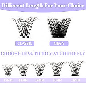 Cluster Lash Glue Black Sensitive Waterproof Lash Glue Long Lasting DIY Lash Glue and 2 Style Wide-stem Lash Clusters C/D Curl Thin Band Cluster Lashes