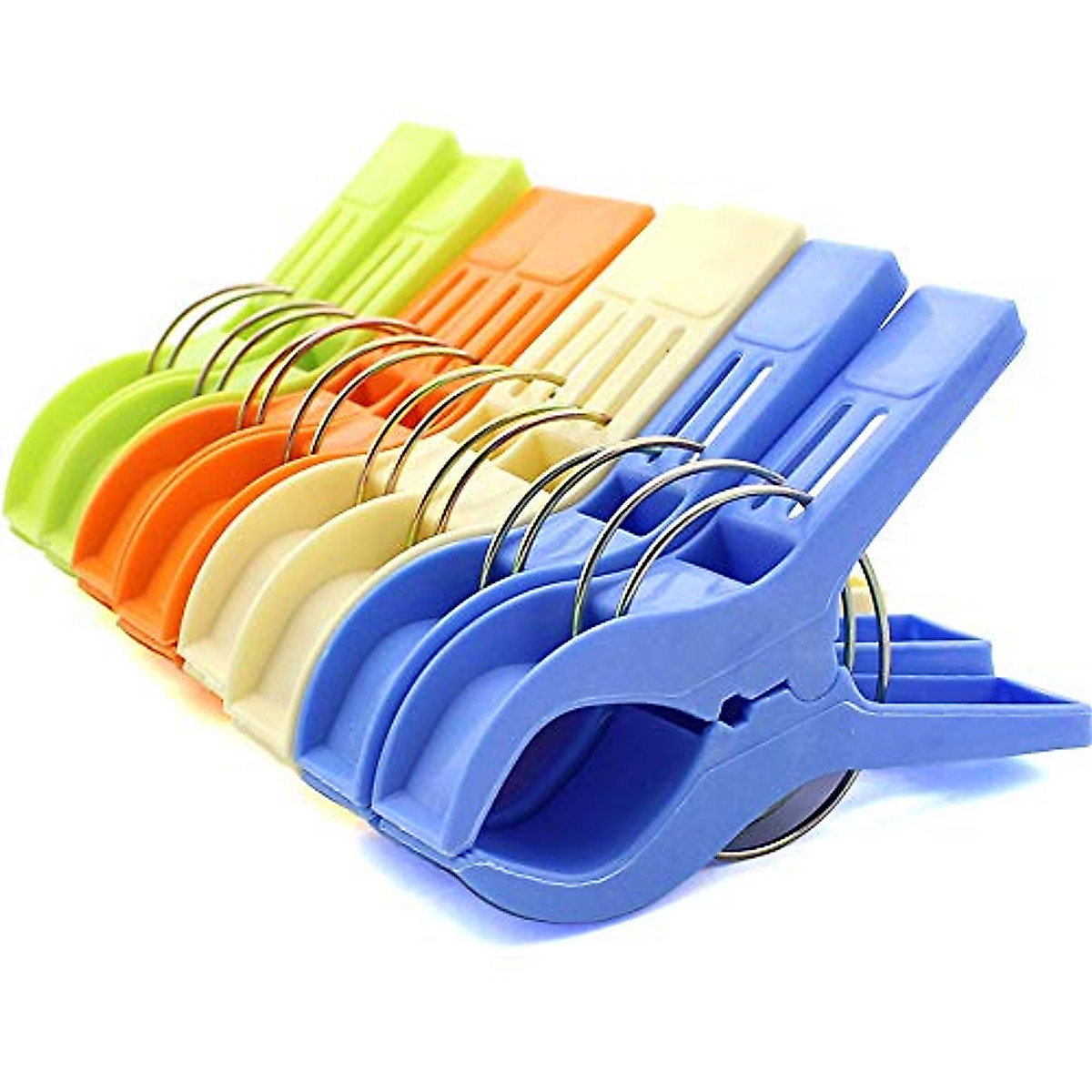WARMBUY Set of 8 Beach Bath Towel Clips in Bright Colors for Beach Chair or Pool Loungers on Cruise - Keep Towels from Blowing Away