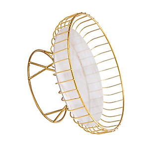 Fruit Tray, Practical Decorative Hollow Design Serving Tray for Cafe (L Golden)