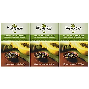 Mighty Leaf Green Tea, Tropical, 15 Pouches (Pack of 3)