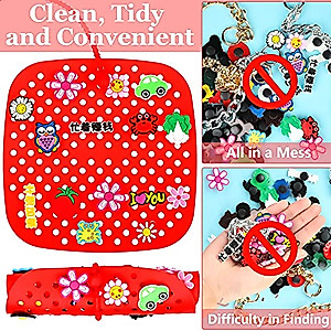 Saintrygo 2 Pieces Shoe Decoration Charm Organizer Shoe Charm Portable Roll Storage Bag Wall Mounted Hanging Silicone Display Stand Not Contain Shoe Charm for Shoe Charm (Red)
