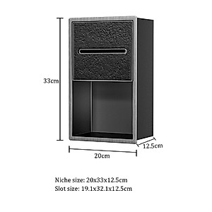 HJLKDYM Toilet Paper Dispenser with Recessed Wall Niche, No Tiles Required for Storage,Stainless Steel Toilet Paper Holder with Shelf,Multicolor(Black frame+black)