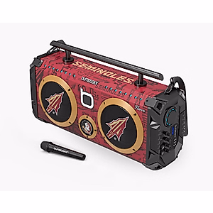 Bumpboxx Bluetooth Portable Speaker Boombox Flare8 NCAA LSU | Retro Boombox with Bluetooth Speaker | Rechargeable Lithium Battery | Includes Wireless Microphone, Carrying Strap & Remote Control