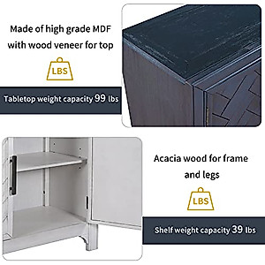 XD Designs Wood Console Table Sofa with 2 Adjustable Shelf, Modern Sideboard Buffet Storage Cabinet, Accent Cabinet for Entryway/Kitchen Dining Room/Living Room (Antique Blue-A) Blue-5)