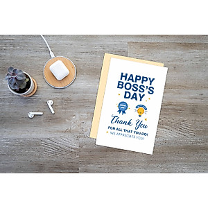 Ure Tenk Boss Appreciation Card From Employees, Happy Boss's Day Thank You Card, Best Boss Ever Card, Great Job Boss Card