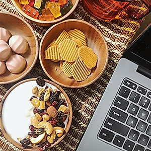 muso wood 3.9" Acacia Wood Bowl, Small Wooden Sauce Bowl for Party, Serving Bowls for Nuts, Salad, Appetizer, Condiments, Snacks (FREE 4 Wood Spoons, Set of 4)