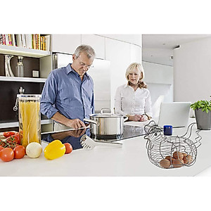 1 Metal Wire Egg Basket with Handle, Chicken Shaped Egg Collection Storage Basket Portable and Practical Food Storage Basket