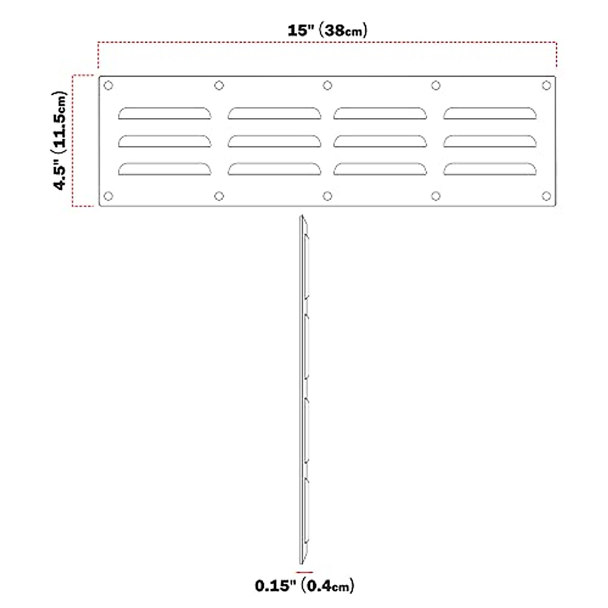 Stanbroil Stainless Steel Venting Panel for Grill Accessory, 15" by 4-1/2"