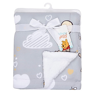 Lambs & Ivy Disney Baby Hunny Bear Winnie The Pooh Gray Soft Sherpa Baby Blanket