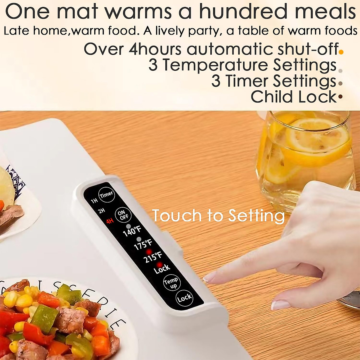 Food Warming Mat, Food Warmer for Parties Buffet - Upgraded Foldable Graphene Full Surface Fast Heating Electric Warming Tray, Portable Food Warmers Pad for Parties, 3 Temp,Auto Shut-Off & Child-Lock