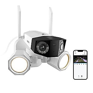 REOLINK Floodlight Camera, 4K Dual-Lens Wired WiFi Outdoor Security Camera 180° FOV, Smart Human/Vehicle/Pet Detection Siren Alarm, Color Night Vision, 2.4G/5GHz Dual-Band WiFi, Duo Floodlight WiFi