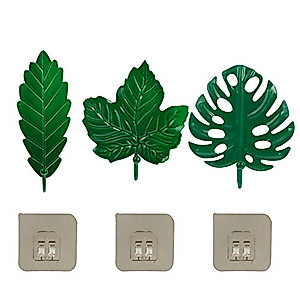 Cabilock 3pcs Leaf Shaped Wall Hooks Decorative Iron Towel Hooks Wall Hanging Coat Key Hooks Clothes Hangers Home Decoration (Green)