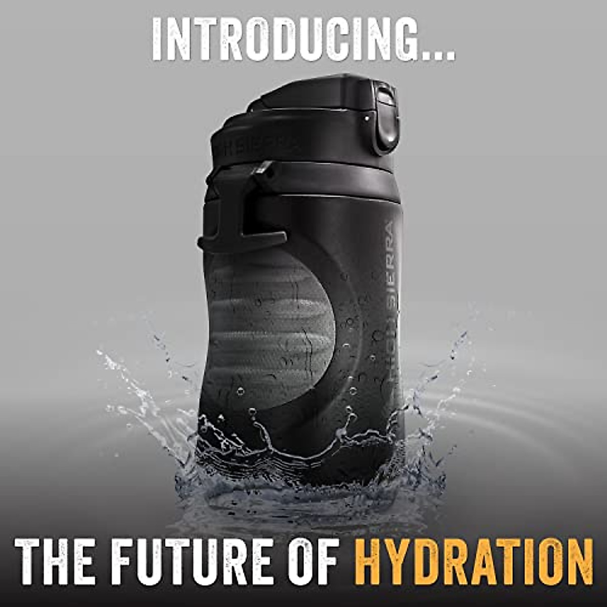 HIGH SIERRA, [BPA FREE] 64 OZ Insulated Water Jug, [Silicone Spout – NO MORE TEETH BUMPS] Built-in Fence Anchor, Keeps Iced Water Cold for Hours, EXTRA LARGE Sports Bottle, Black