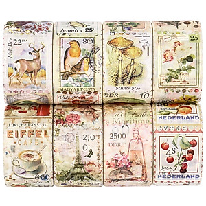 Knaid Postage Stamp Washi Tapes - 8 Pack of Decorative Stamp Stickers for Scrapbooking, Kid DIY Arts Crafts, Album, Bullet Journaling, Junk Journal, Planners, Calendars and Notebook