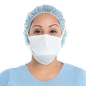 HALYARD Disposable Duckbill Mask, 3 Layer Construction, Pouch Style w/Ties, Blue, 48220 (Box of 50)