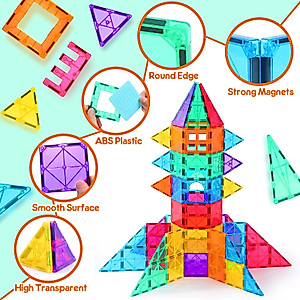 HIPCLUB 116PCS Magnetic Tiles Blocks Magnets for Kids Toys Gifts, 3D Clear Building Block Toys Learning Resource Preschool Educational STEM Toys for 3 4 5 6 7 8 Year Old Boys Girls Kids Toddlers Gifts