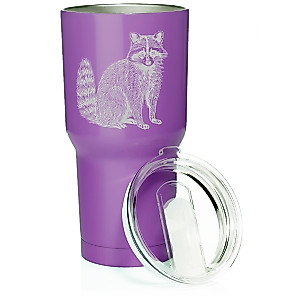 Smooth Body Tumbler Stainless Steel Vacuum Insulated Travel Mug Cup Gift Raccoon (Purple, 30 oz)