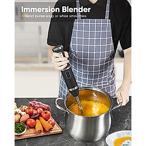 Cordless Hand Blender,Immersion Multi-Functional Hand Blender,4-In-1 Variable Speed Rechargeable,with Beaker,Food Chopper,Egg Whisk,for Baby Food, Smoothies, Sauces-Black