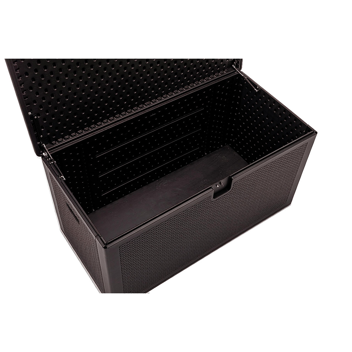 BTEXPERT 150 Gallon Large Resin Deck Box, Outdoor Storage Container for Patio Furniture Cushions Garden Tools Pool Toys Sports Equipment Waterproof Lockable Stainless Steel Metal insert rod