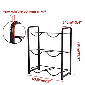 ikare 5 Gallon Water Jug Holder Heavy Duty Water Bottle Holder Organizer 3 Tier Water Cooler Jug Rack Steel Water Jug Bottle Dispenser Stand with 6 Slots for Gallon Jugs