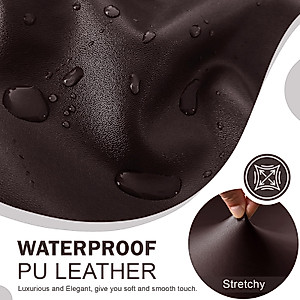 vctops 8 Pieces Waterproof Faux PU Leather Recliner Sofa Covers Stretch Soft 3 Seats Couch Cover Anti-Slip Sofa Slipcover Furniture Protector with Elastic Bottom for Kids Pet(Dark Coffee,3 Seat)