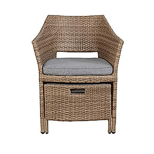 Kokoli All-Weather Conversation Set with Set of 2 Chairs with Ottomans and 17" H Accent Table
