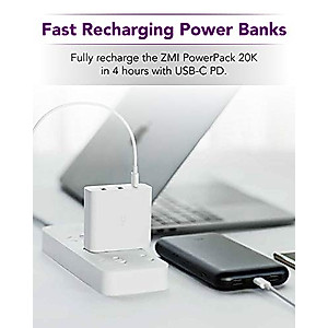 ZMI zPower 3-Port Travel Charger with 25W PPS Support: 45W USB-C PD and 18W-Split Dual USB-A Wall Charger (White) [Note: This is Not a 45W PPS Charger for Galaxy Note10+]