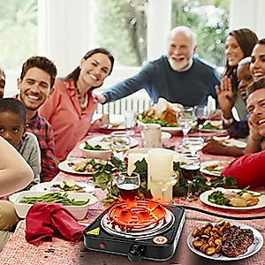 Timoau Double Countertop Portable Small Buffet Coiled, 2000W Electric Hot Burner Stainless Steel Electric Stove with 5 Level Temperature Control, Charcoal Burner for Camping&Cooking (Double Coil Burner)