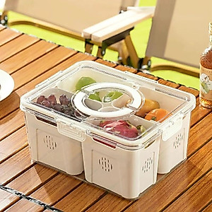 Awrotye Airtight Fridge Fruit Storage Containers with Lids - BPA-Free, Handle, and 4 Removable Colanders, Kitchen Organizers, Food Storage Containers for Fruit, Vegetable, Entertaining, Party, Picnic
