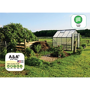 A&A Greenhouse Clear Plastic Film Polyethylene Covering Gt5 Year 8 Mil. - UV Protection - (12 ft. W x 25 ft. L)