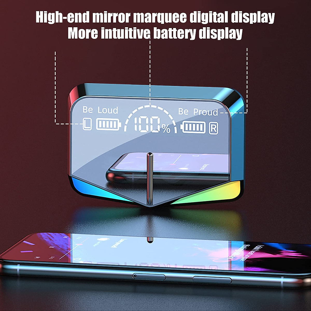 ciciglow 5.1 Bluetooth Gaming Headset,M28 TWS in-Ear Headset,Stereo Independent Dual-Host Headset,Charging Compartment Mirror Screen Design(Black)