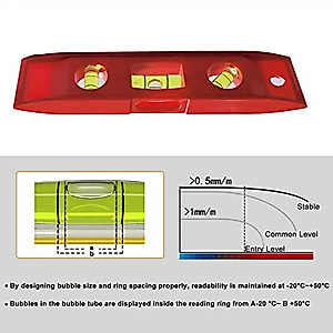 3 PCS Magnetic Torpedo Level, 6 Inch Bubble Level with 45°/90°/180° Bubbles, Shock Resistant Magnetic Level Tool for Measuring