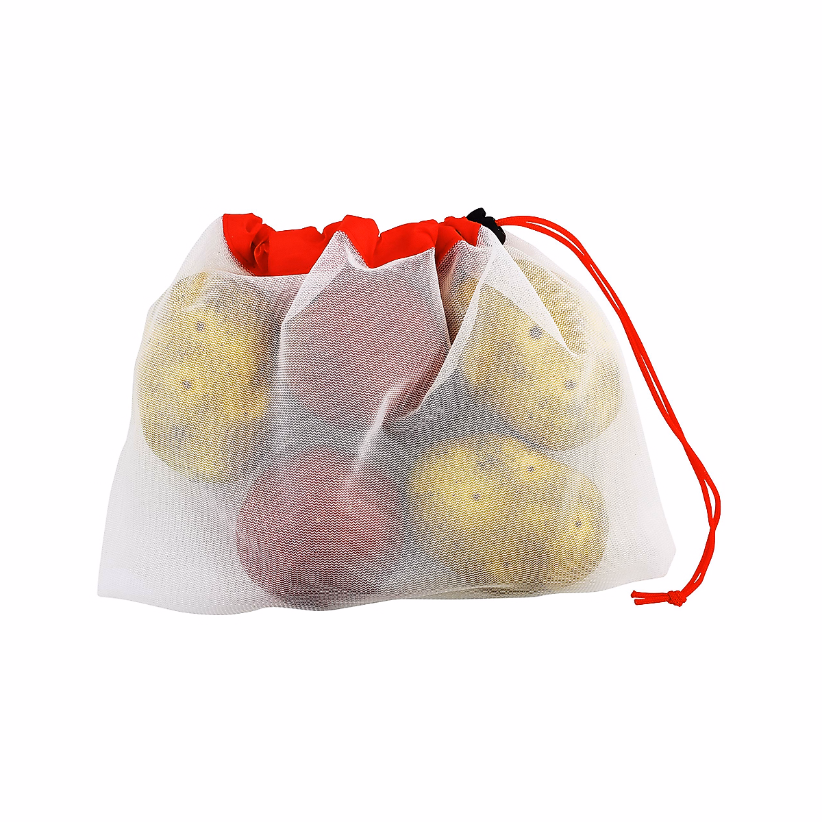 Reusable Produce Bags (Set of 6) Machine washable Breathable mesh design - Transport, Store & Organize Fruits and Vegetables | Color-Coded, Washable, Durable