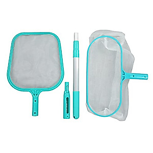 CHICIRIS Swimming Pool Leaf Skimmer, Pool Skimmer Net, Swimming Pool Net Plastic Fine Mesh Efficient Cleaning Leaf Rake with Telescopic Rod for Garden