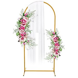 Wedding Arch Backdrop Stand,Gold Metal Door Arched Backdrop Frame Arches Backdrop Stand for Wedding Birthday Graduation Anniversary Celebration Opening Ceremony(6x2.6FT)