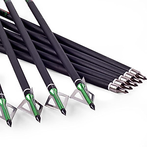 LWANO Crossbow Bolts 20 22 Inch Carbon Archery Arrows 12 Pack and 6 Pack Hunting Broadheads kit