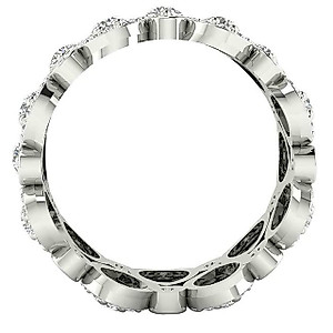 2 8/9 Ct Pear & Round Shape White Cubic Zirconia Tear Drop Design Eternity Wedding Engagement Band Ring In 14K White Gold Plated 925 Sterling Silver (2.90 Cttw) Ring Size - 6.5