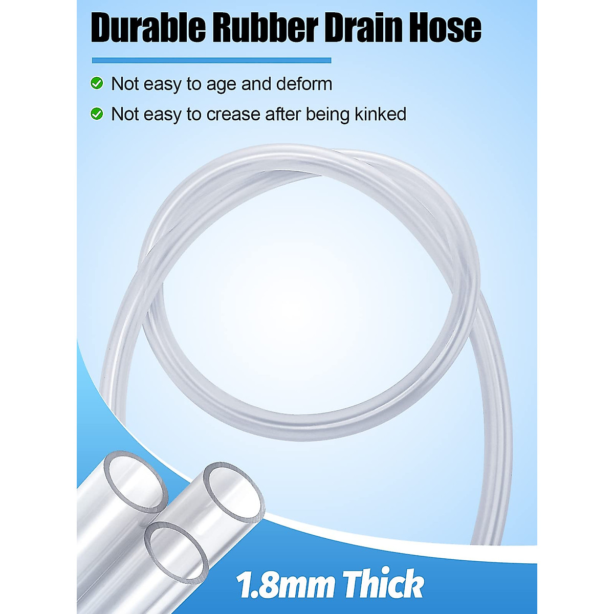 10ft Air Conditioner Drain Hose, 3/5 inch Portable AC Drain Hose Connector, Replacement for Universal Mini-Split Unit and Window Air Conditioner Unit Parts