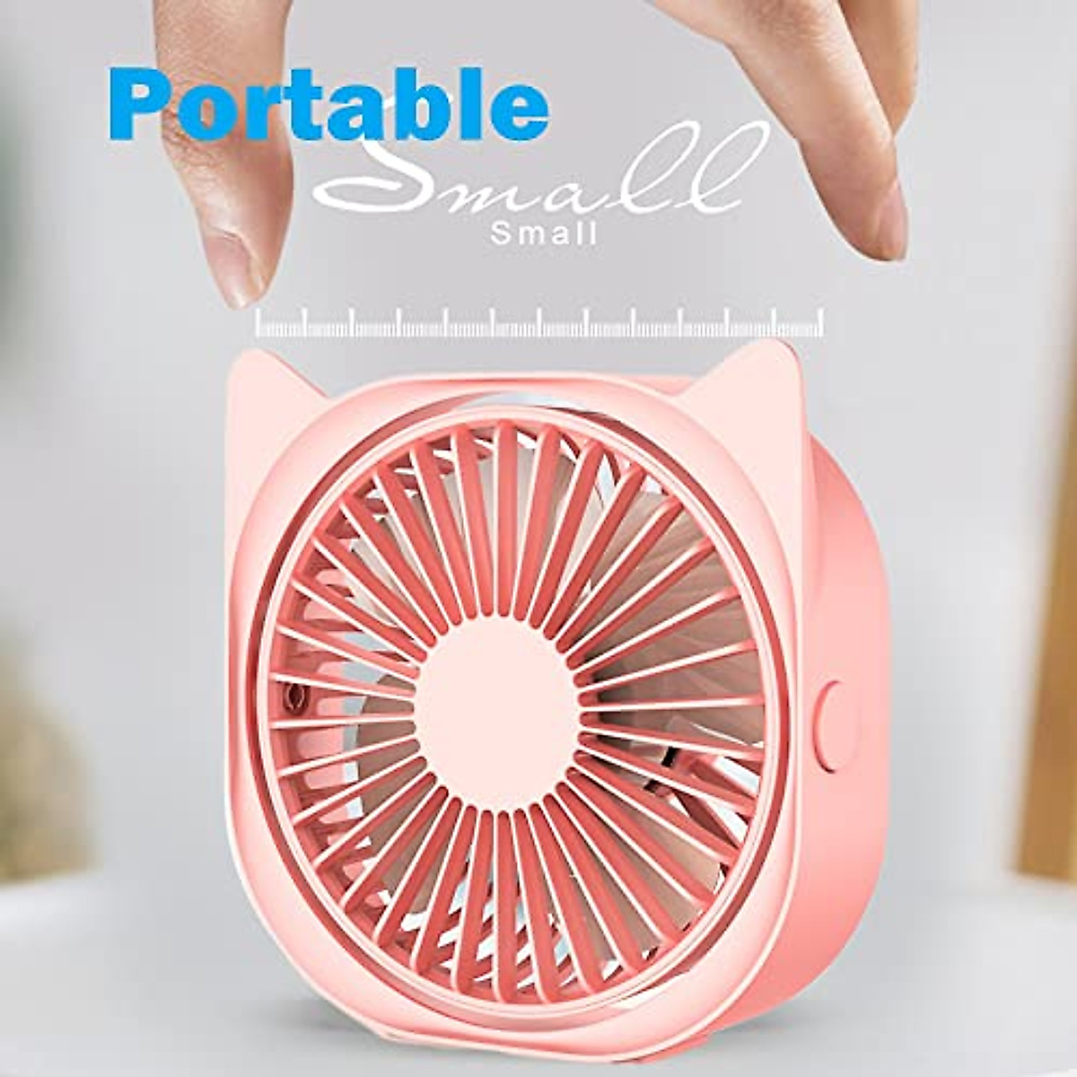 YUNLOVXEE Small Personal USB Desk Fan - 4 Speeds Portable Cute Desktop Table Cooling Mini Fan Powered By USB, Quiet Operation Strong Wind Fan for Room Home Office Outdoor Travel (Pink2)