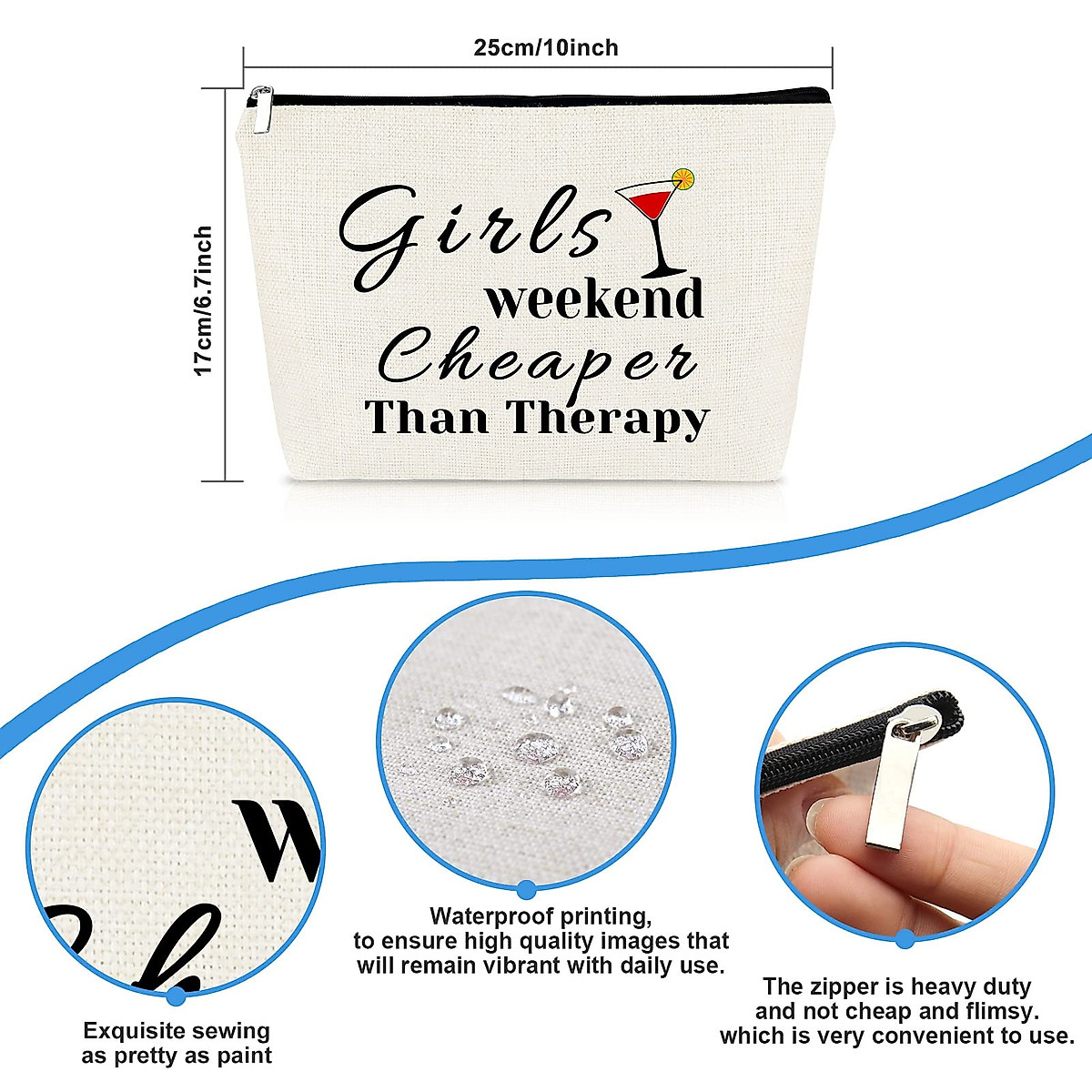 Girls Weekend Gift Travel Makeup Bag Gift for Her Travel Gifts Trip Gift for Best Friends Bestie Gift Cosmetic Bags Friendship Gift Christmas Birthday Gift for Women Girls BFF Travel Cosmetic Pouch