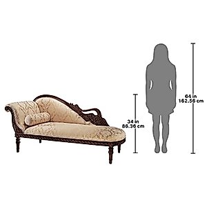 Design Toscano Swan Fainting Left Version Couch, 73", walnut