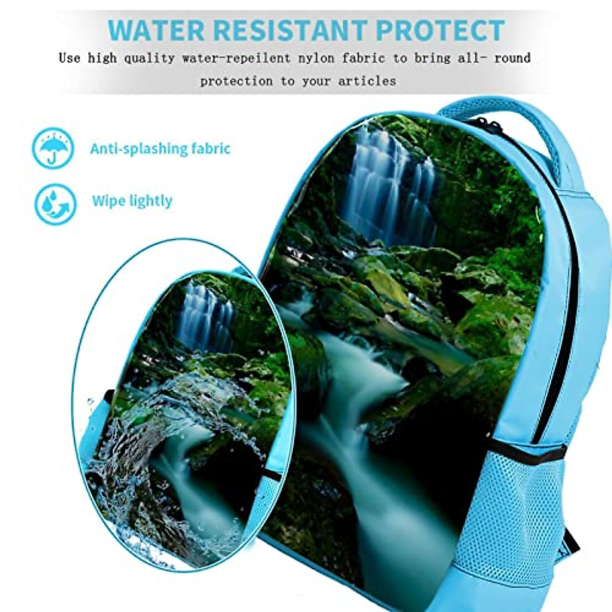VBFOFBV Unisex Adult Backpack with for Travel Work, Rainforest Waterfall Landscape