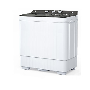 LEADZM 26LBS Portable Washing Machine, Washer(18Lbs) and Spinner(8Lbs), Mini Compact Twin Tub Washer and Dryer Combo with Pump Draining, Great for Dorms Apartments RV Camping (White & Grey)