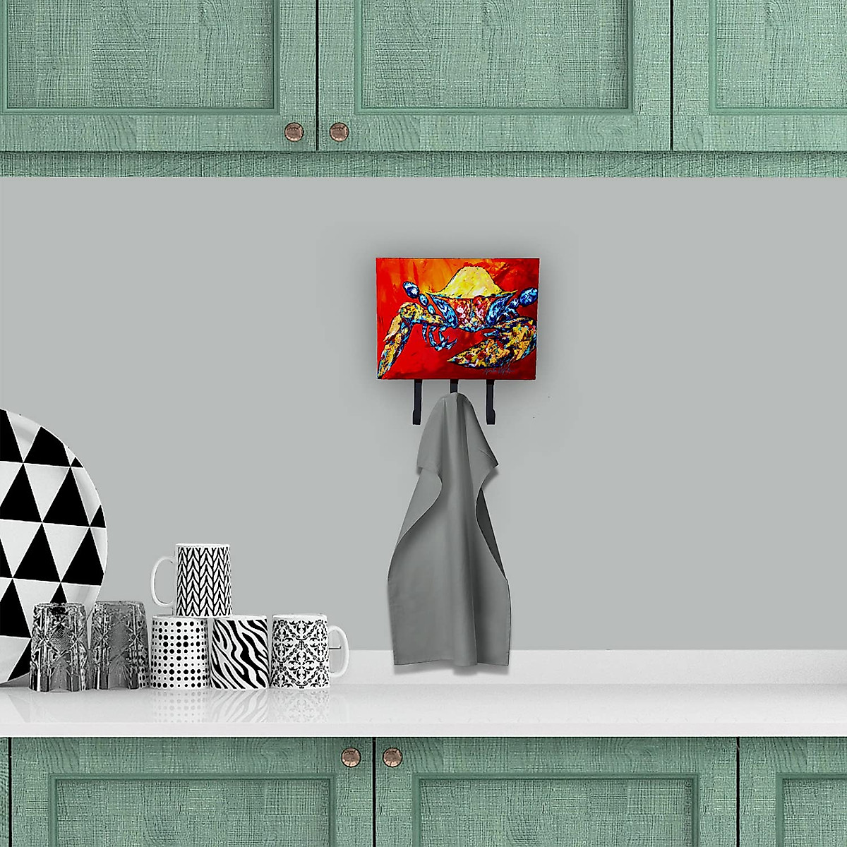 Caroline's Treasures MW1208TH68 Bring it on Crab in Red Leash or Key Holder, Wall Hooks, Key Hooks Holder, Coat Rack Wall Mount, Coat Hooks, Hooks for Hanging Keys, Towels, Aprons, Leashes,