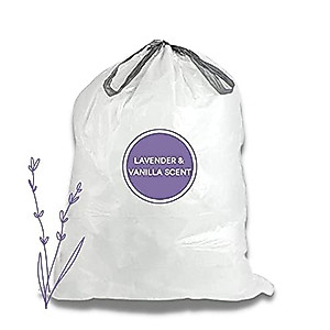 Plasticplace 8 Gallon Trash Bags │ 0.7 Mil │ Lavender and Soft Vanilla Scented Garbage Can Liners │ 22" x 22" (200 Count), White