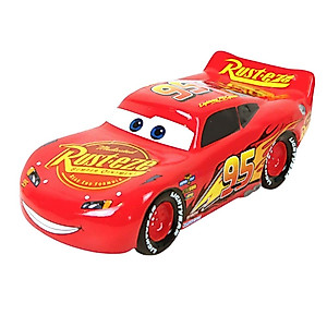 Pixar Cars Lightning McQueen Piggy Bank – Kids Ceramic Coin Bank with Rubber Stopper