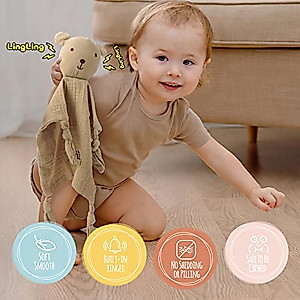 TYRY.HU Personalized Security Blanket with Name, Embroidered Baby Comforter, Organic Cotton Muslin Lovey Security Blanket, Soft & Breathable Lovie Baby Gifts for Boys and Girls, Bear(Brown)