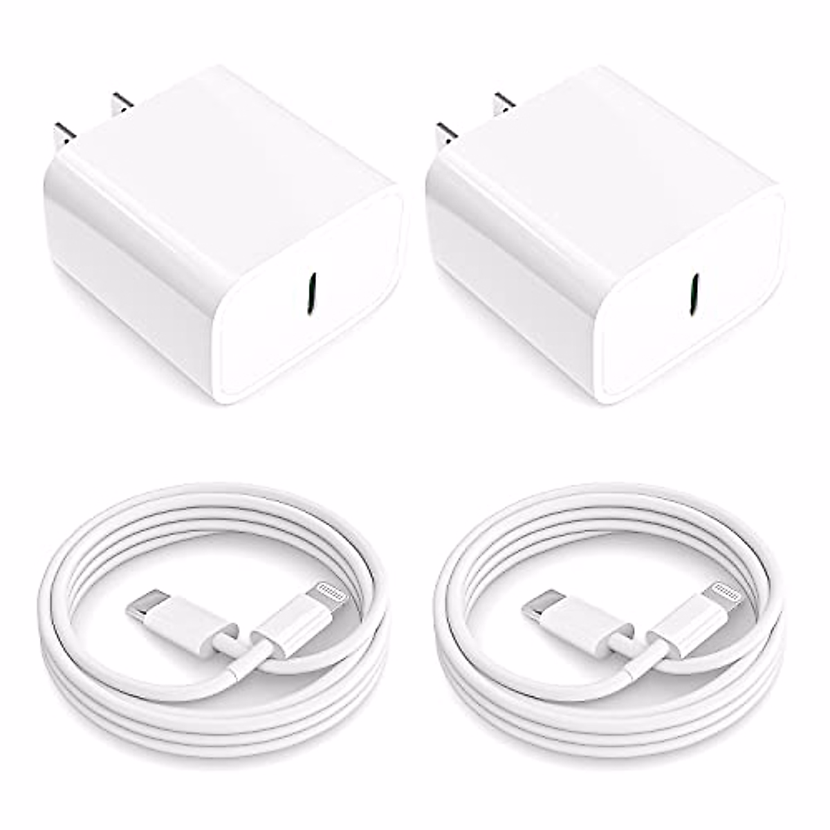 [MFi Certified] iPhone 14 13 12 11 Fast Charger, 2Pack 20W PD Type C Wall Charger Block with 6FT USB-C to Lightning Cables Compatible with iPhone 14/13/ 12/11/ XS/XR/X/ 8 Plus/iPad,White