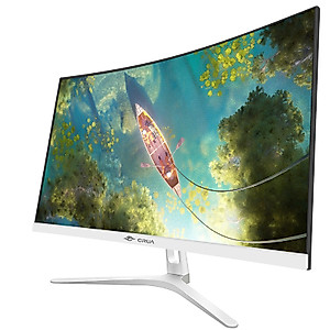 CRUA 27" Curved White Monitor, Full HD(1920x1080P) VA Panel 1800R 100HZ 99% sRGB Professional Computer Monitors, 3Sides Frameless, Flicker-Less,Blue Light Filter, for Office & Gaming.(VGA, HDMI)